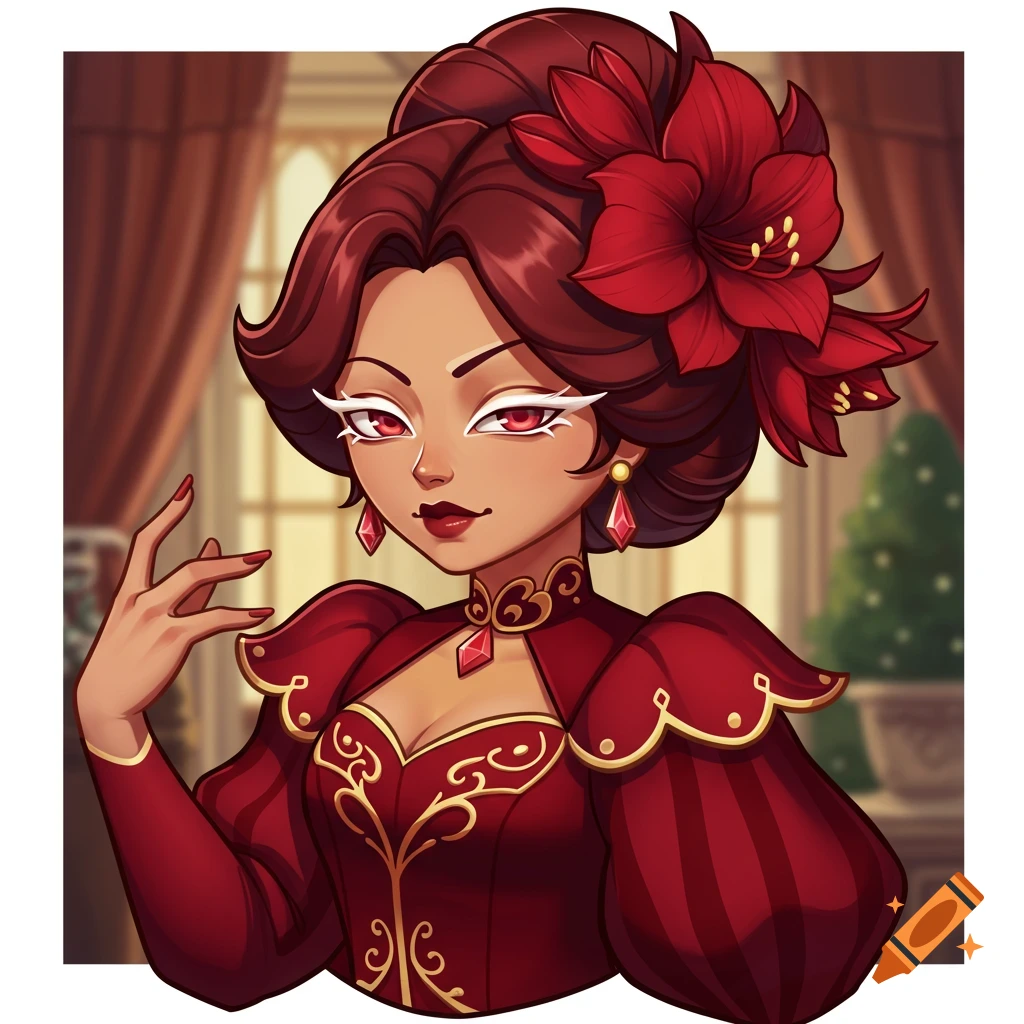 Cookie Run amaryllis flower character as rich family matriarch on Craiyon