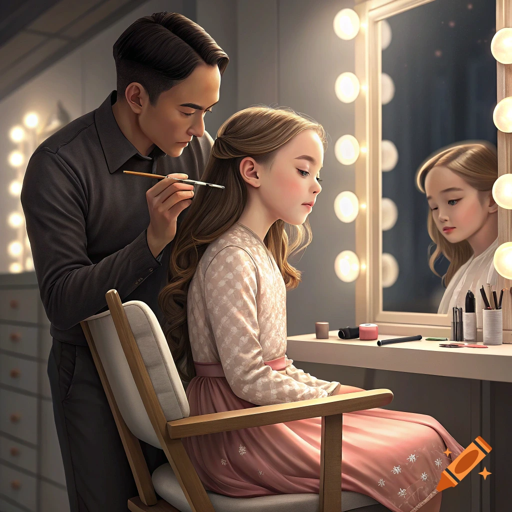 Girl getting makeup done by Patrick Ta on Craiyon
