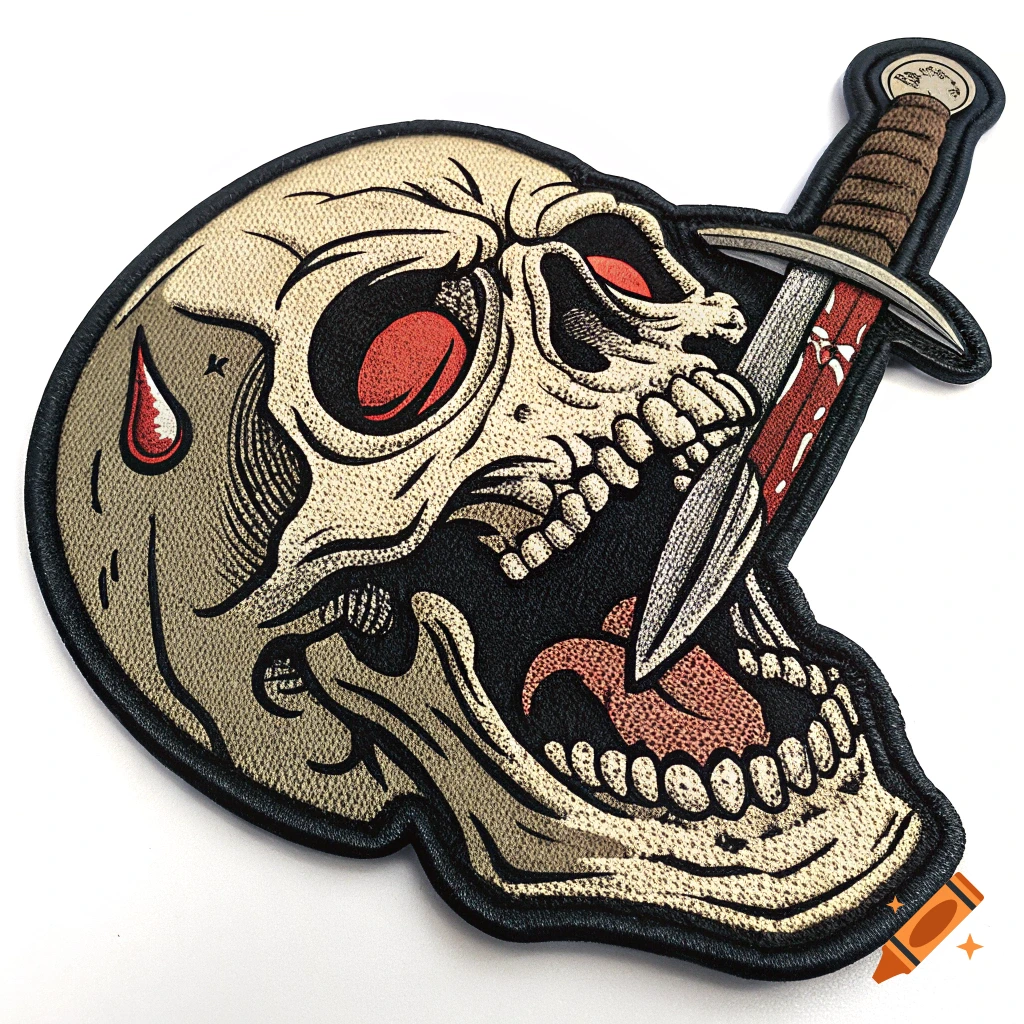 Screaming skull with knife stabbed through eye socket on Craiyon