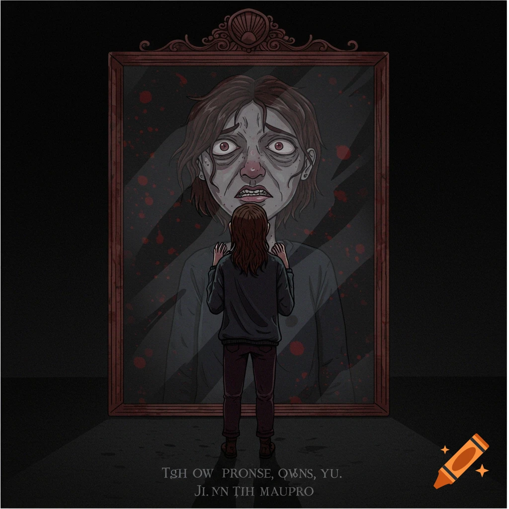 Drawing inspired by lyrics 'scared of my own image' on Craiyon