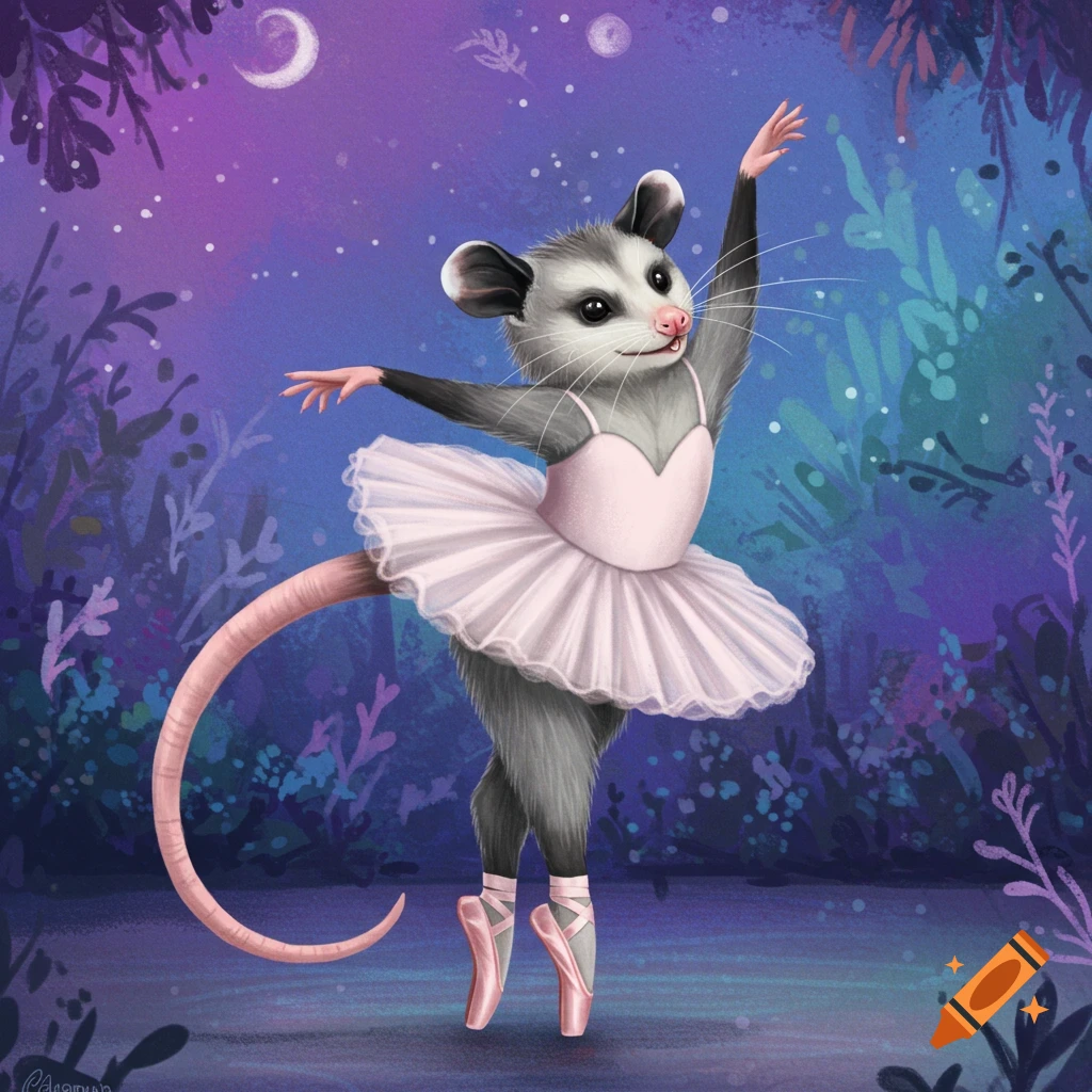 Illustration of a capuchin monkey in a pink ballet dress and pointe ...