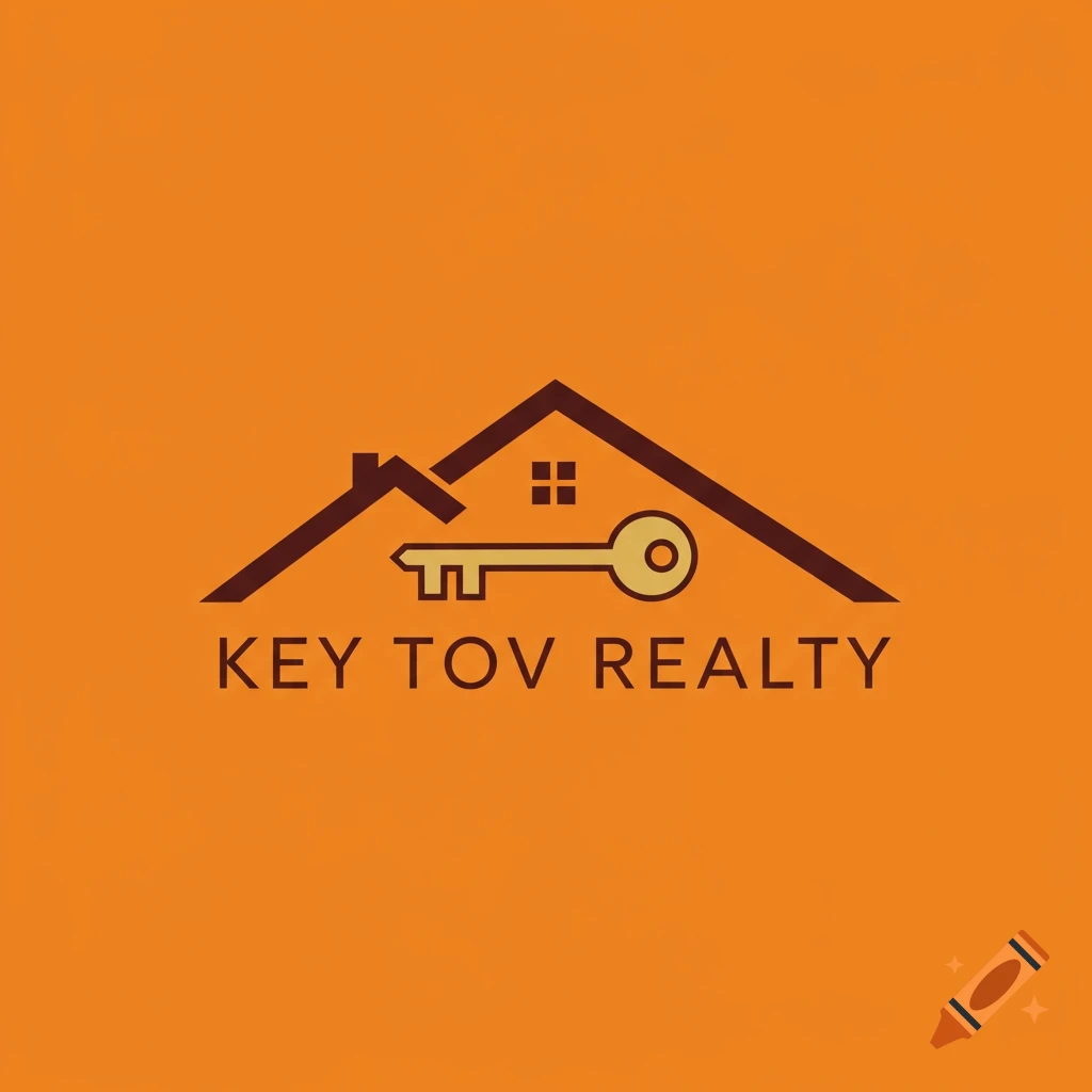 KEY TOV REALTY logo with roof and key on bright orange background on ...