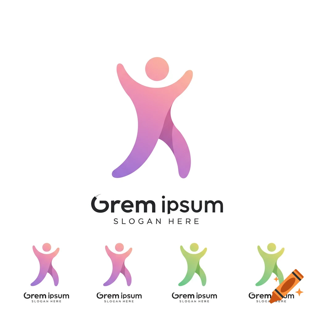 Logo of a person jumping or running with pastel gradient on Craiyon