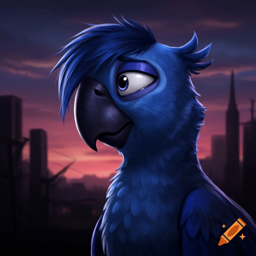 Blue from Rio, emo style on Craiyon