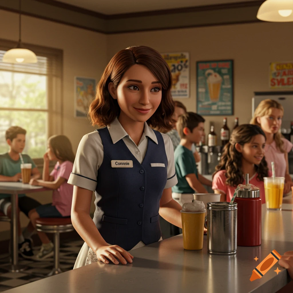 Connie from Adventures in Odyssey at Whit's End on Craiyon