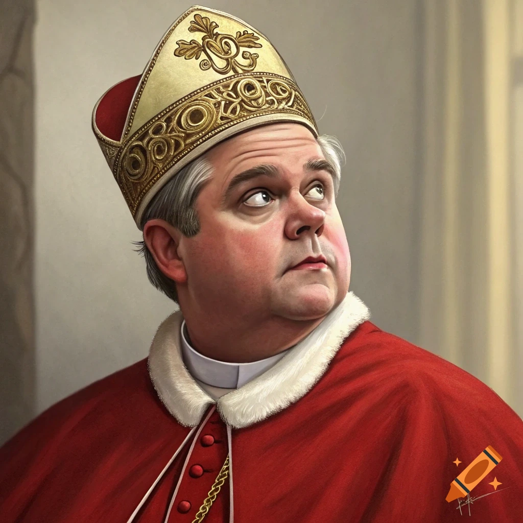Digital painting portrait of a man dressed as a cardinal/pope looking ...