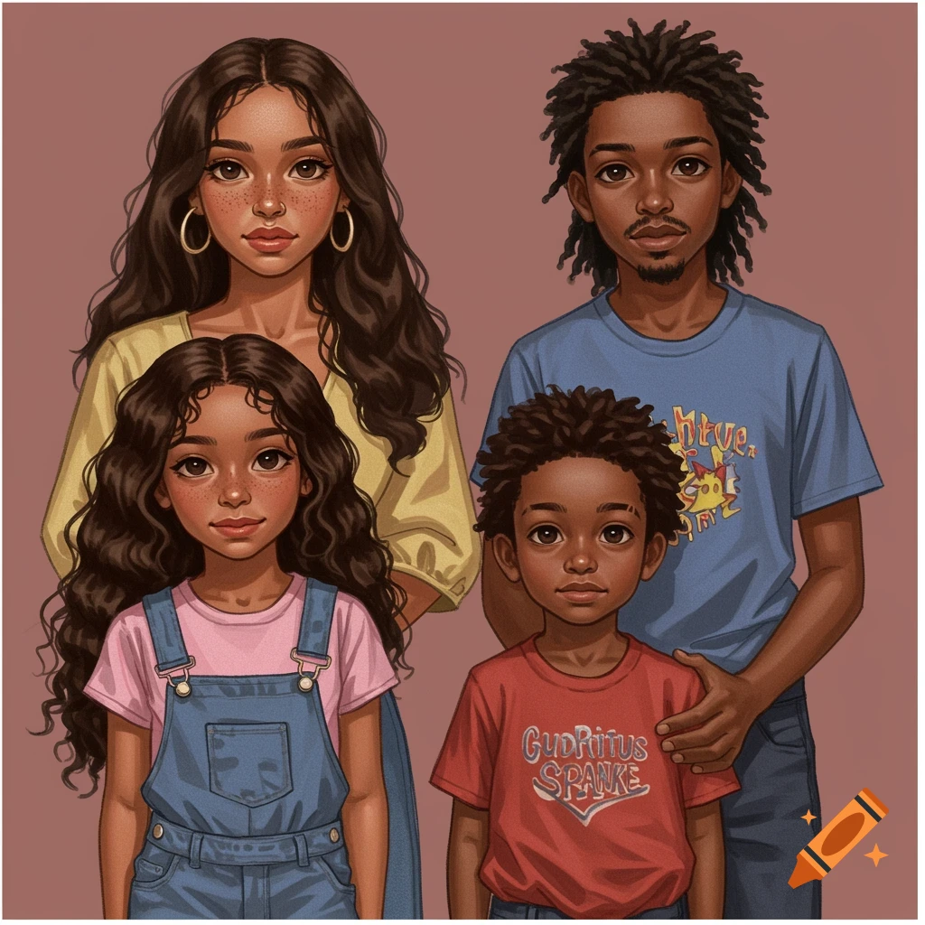 AI-generated image of a realistic family portrait on Craiyon