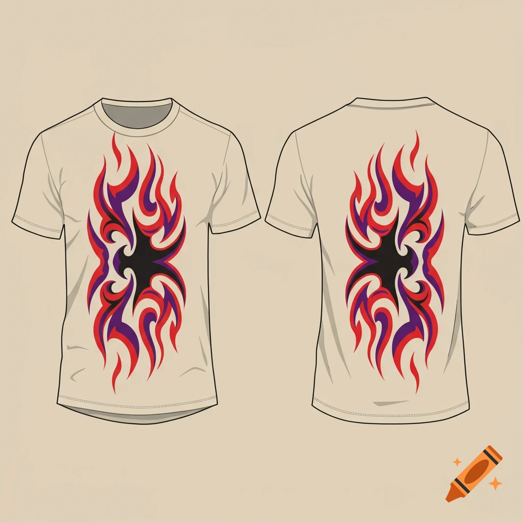 T-shirt design with tribal flame graphics on Craiyon