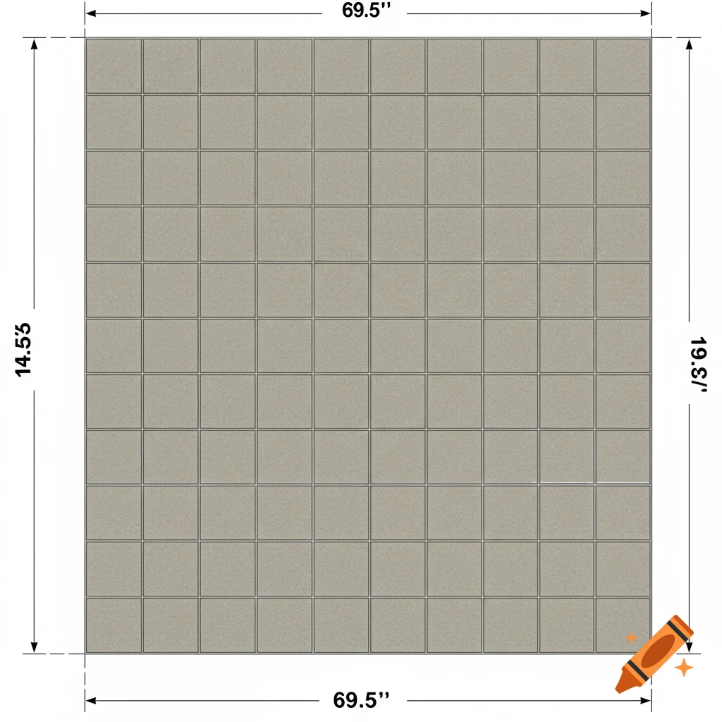 69.5"x19' rectangle with 24"x24" tiles inside on Craiyon