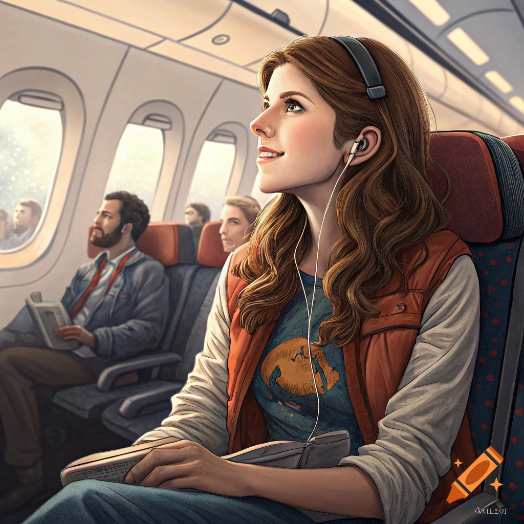 Anna Kendrick on a plane on Craiyon