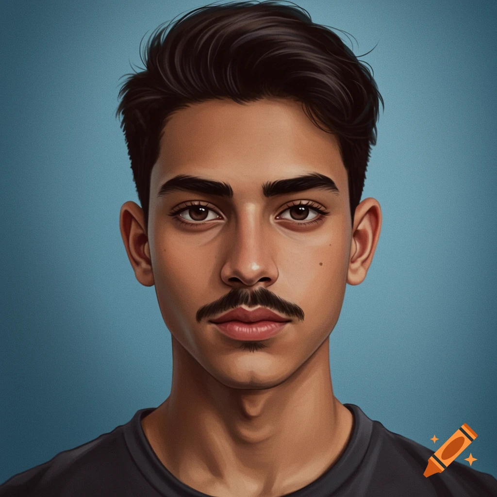 Teen with thick eyebrows, strong jawline, Roman nose, and mustache on ...