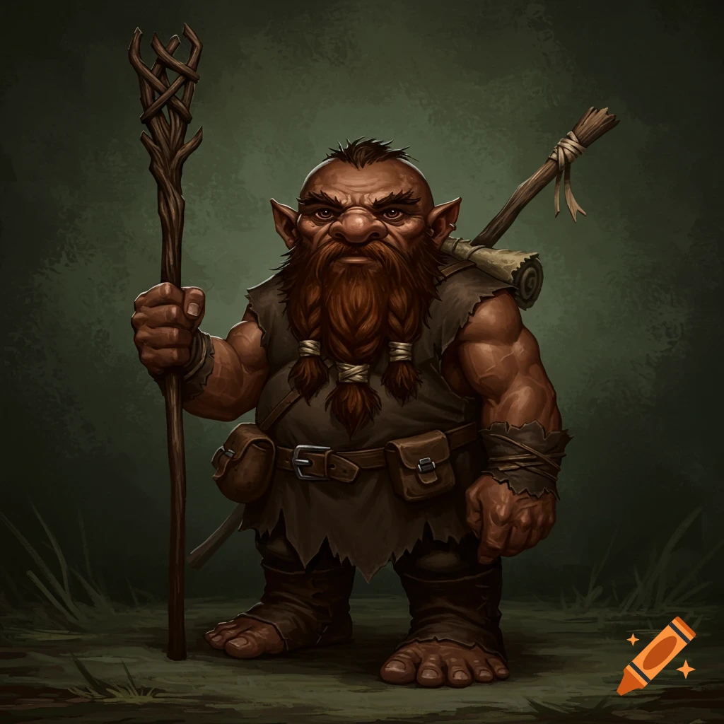 Dark fantasy art of a dwarf with webbed features. on Craiyon