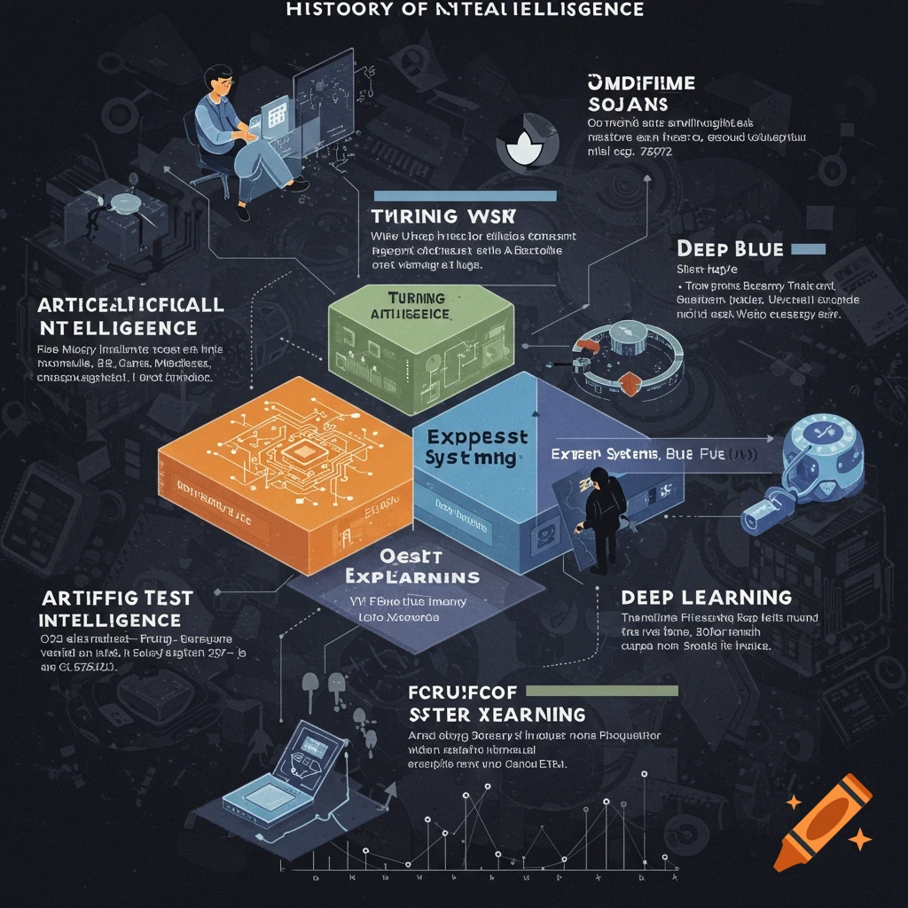 History of artificial intelligence timeline on Craiyon