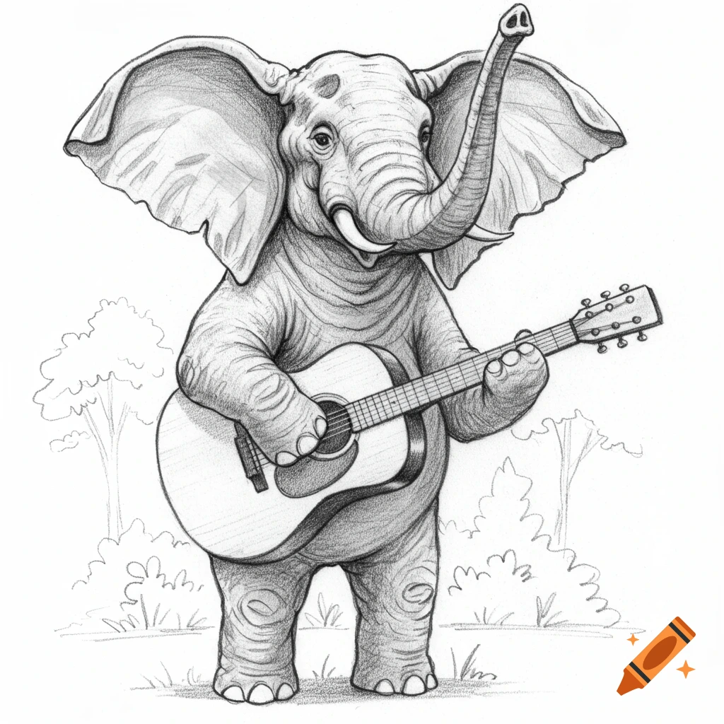 Sketch Of An Elephant Standing On Hind Legs Holding A Guitar On Craiyon sketch-of-an-elephant-standing-on-hind-legs-holding-a-guitar-on-craiyon