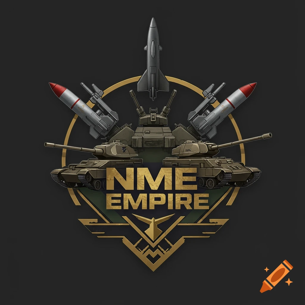 No Mercy Empire (nmE) logo featuring tanks, missiles, and aircraft for ...