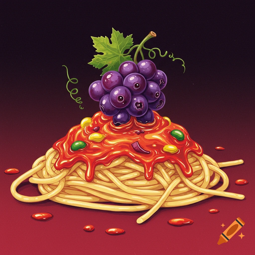 Chaotic cartoon painting packed with Italian food, landmarks, and a ...