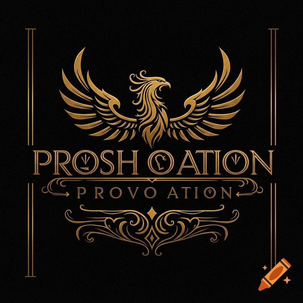 Posh Provocation logo with Phoenix emblem in modern intricate font on ...