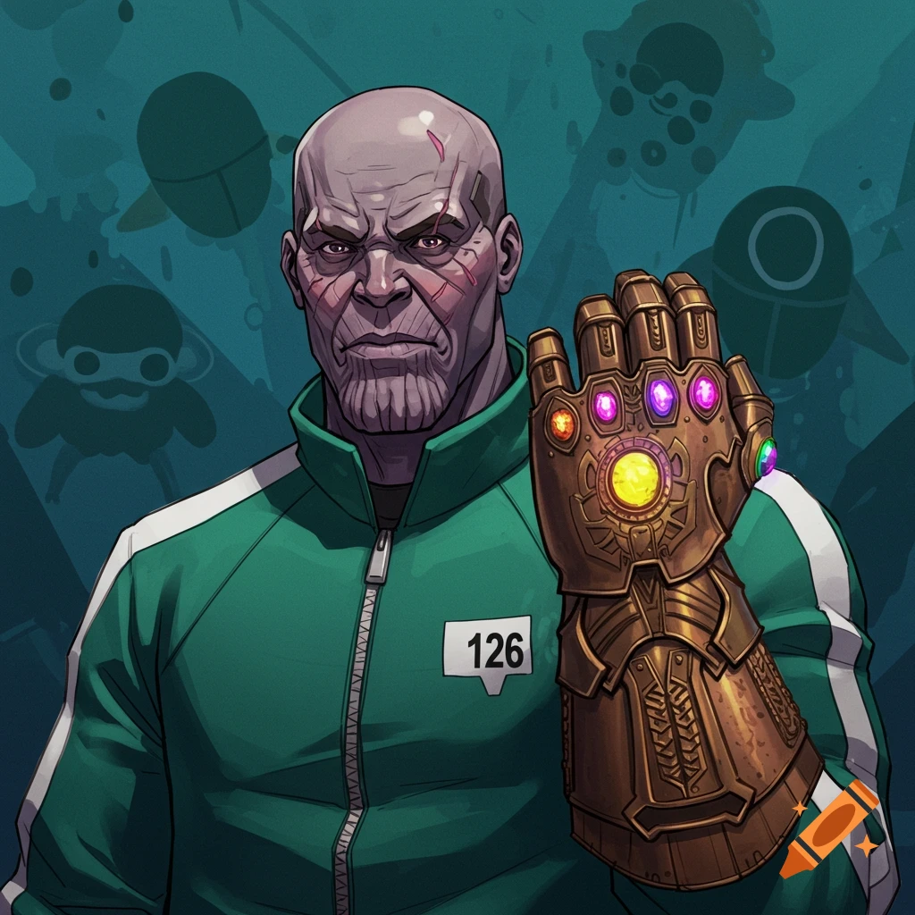 Sigma boy Squid Game Thanos meme mashup on Craiyon
