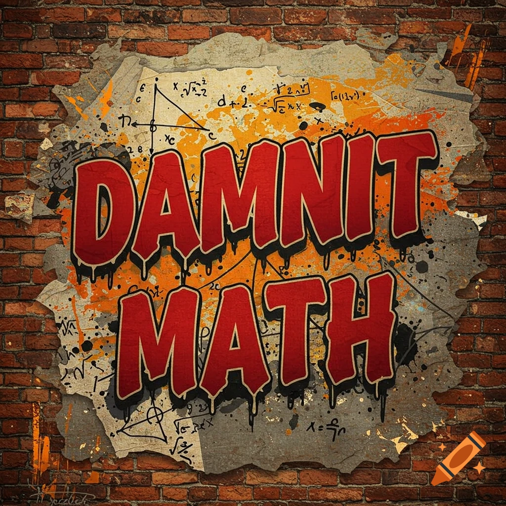 Graffiti text 'DAMNIT MATH' with math symbols on torn paper against a ...