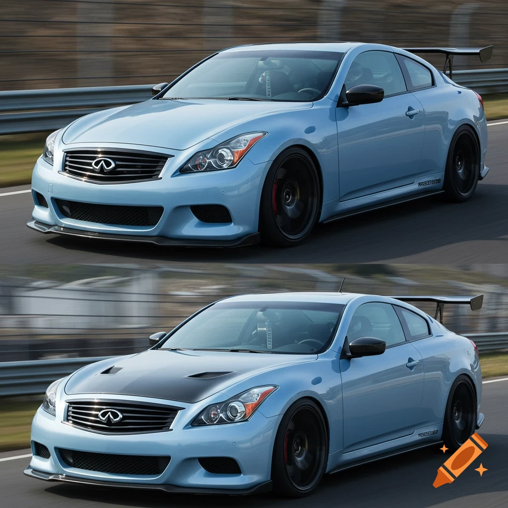 Light-blue 2010 Infiniti G37XS with black carbon splitter, side skirts ...