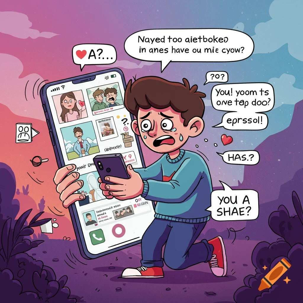 Cartoon depicting the detrimental effects of social media on mental ...