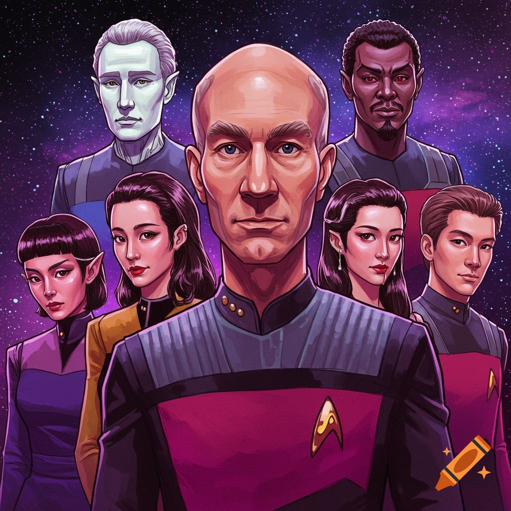 Star Trek TNG crew as K-pop idols on Craiyon