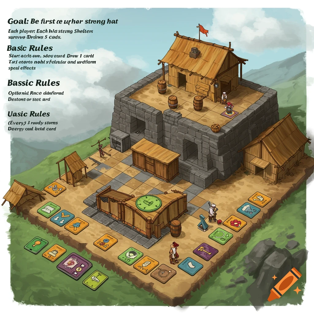 Card game instructions for building shelters and surviving disasters ...