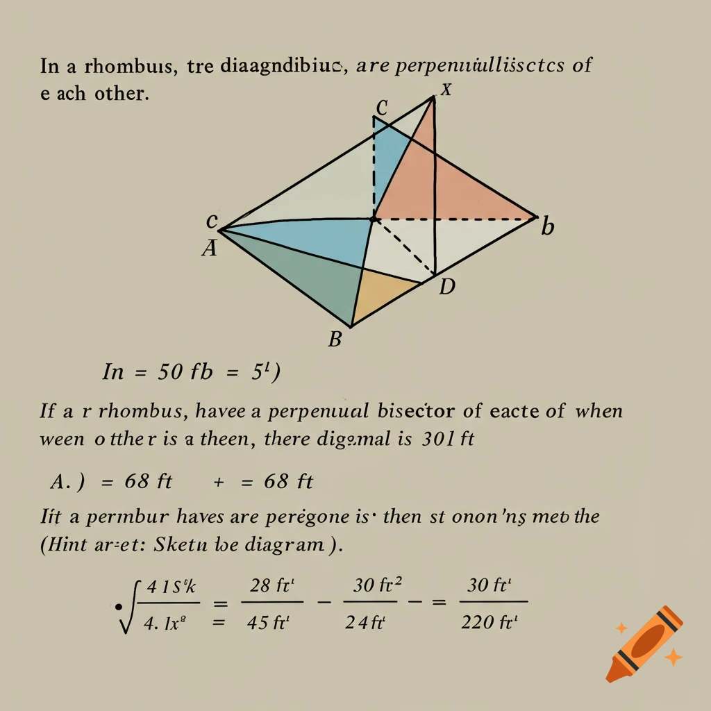 Rhombus diagram with diagonals on Craiyon
