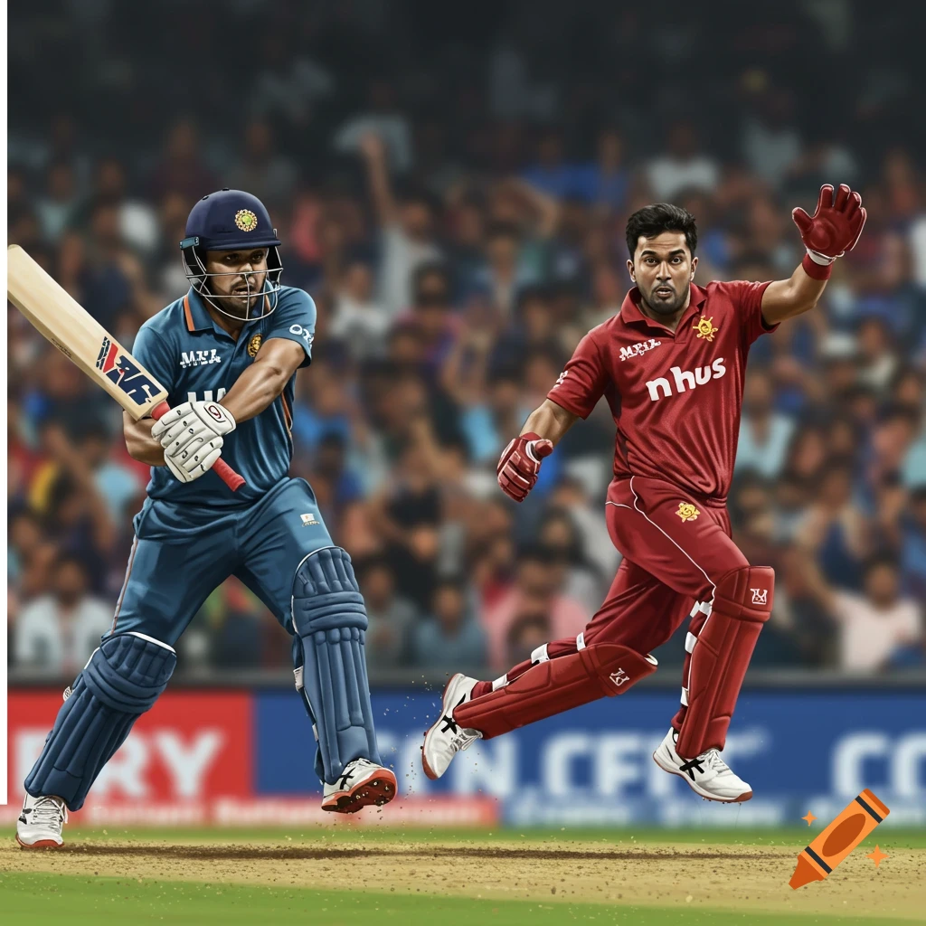 Man running with bat after hitting ball, teammate catching on Craiyon