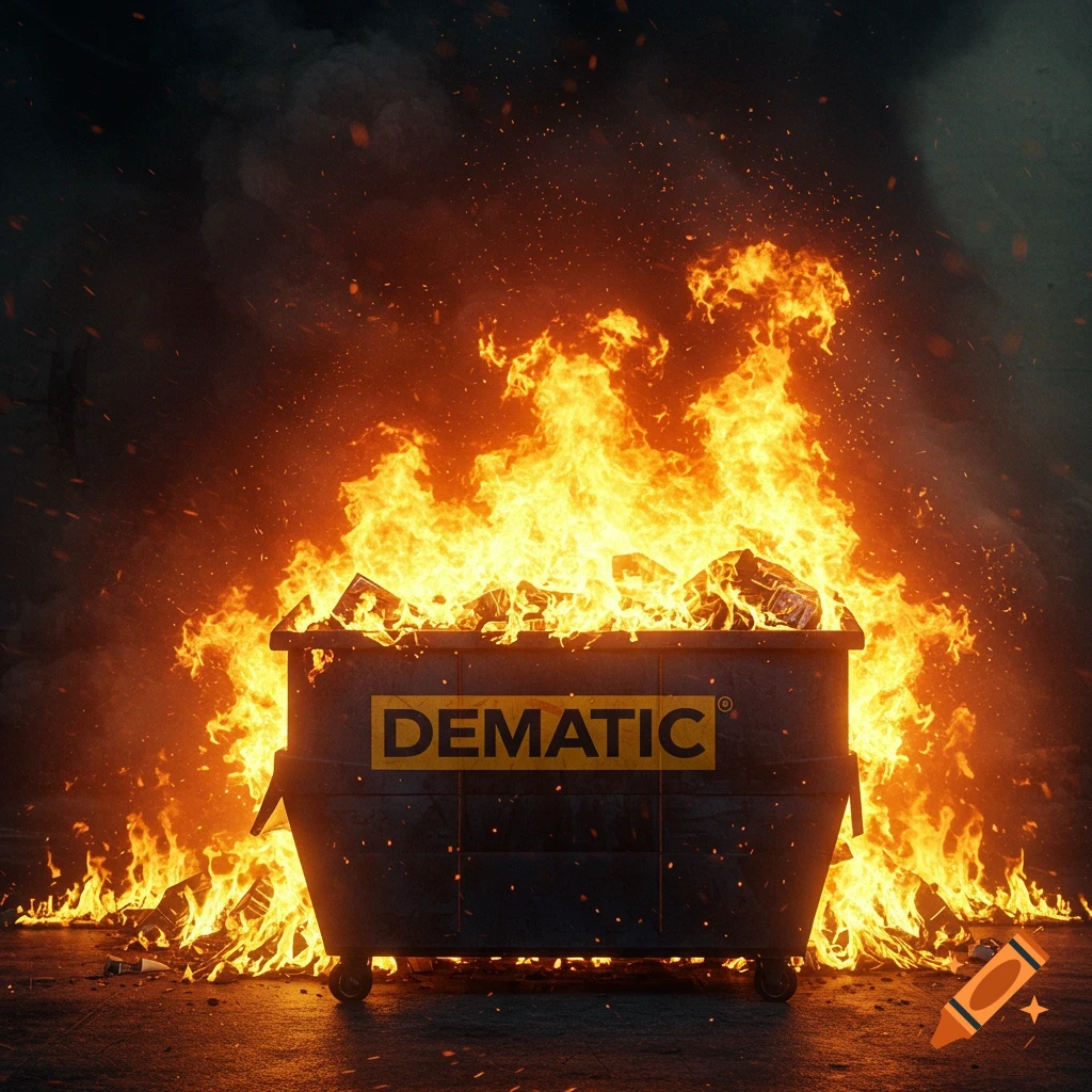 Yellow dumpster fire on Craiyon