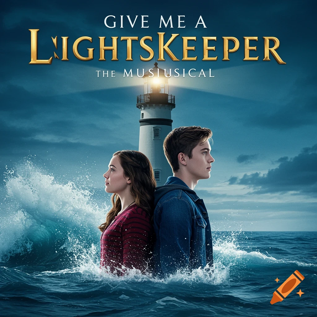Lightskeeper the Musical poster with lighthouse, ocean, teen boy and ...