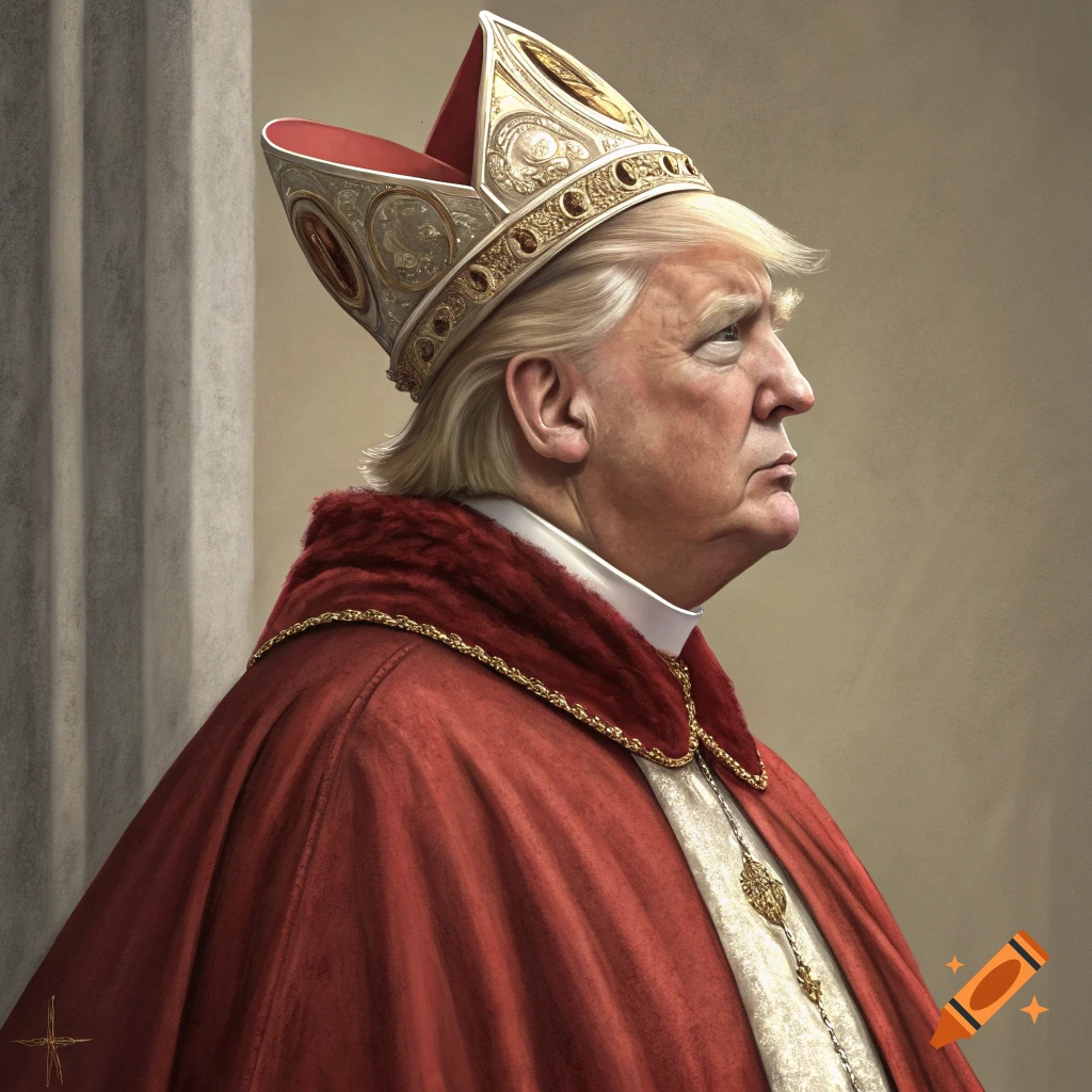 Realistic portrait of Donald Trump wearing a pope's mitre and robes. on ...