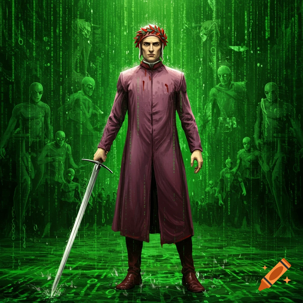 Dante battling the matrix on Craiyon