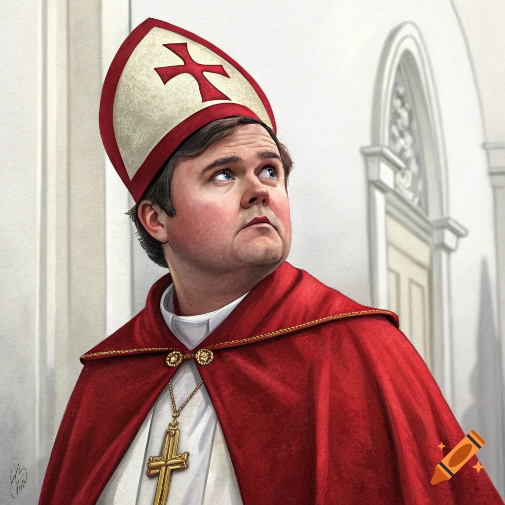 Digital painting portrait of a man dressed as a cardinal/pope looking ...