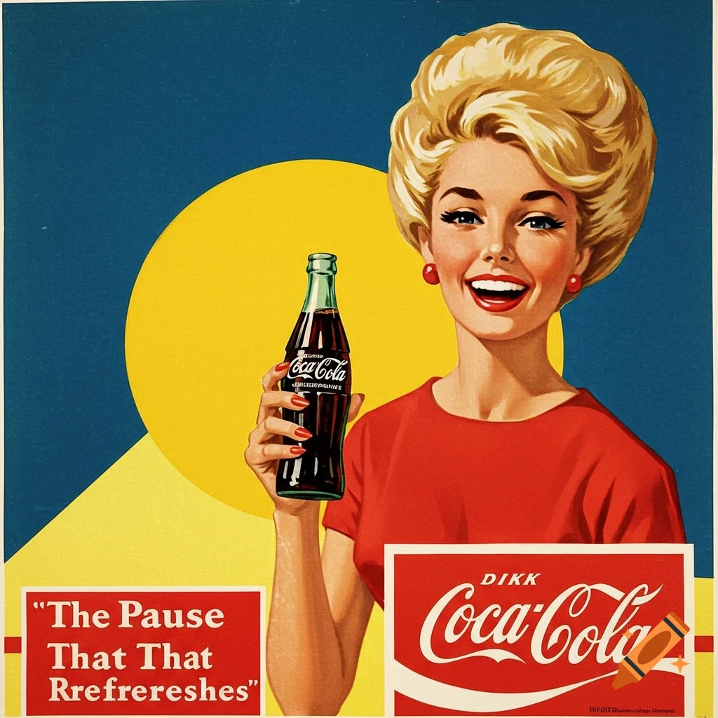 1960s Coca-Cola ad featuring a cheerful woman and the slogan 'The Pause ...