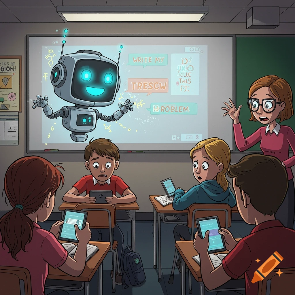 Illustrative scene of a female STEM coordinator teaching students in a ...