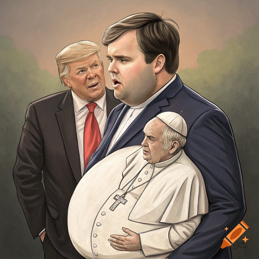 JD Vance with a belly resembling Pope Francis outline, Donald Trump ...