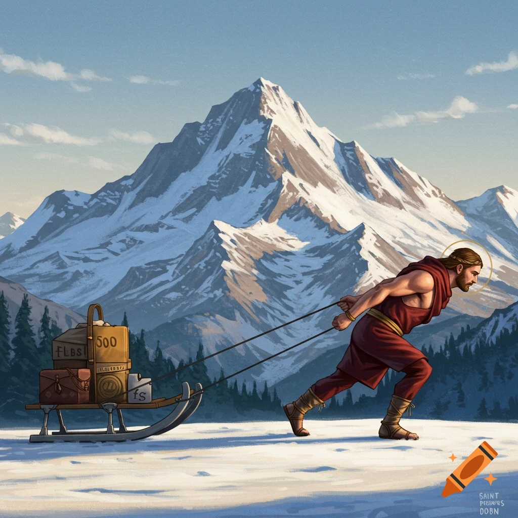 Saint Bernard pulling a sled with 1000 pounds of leverage with ...