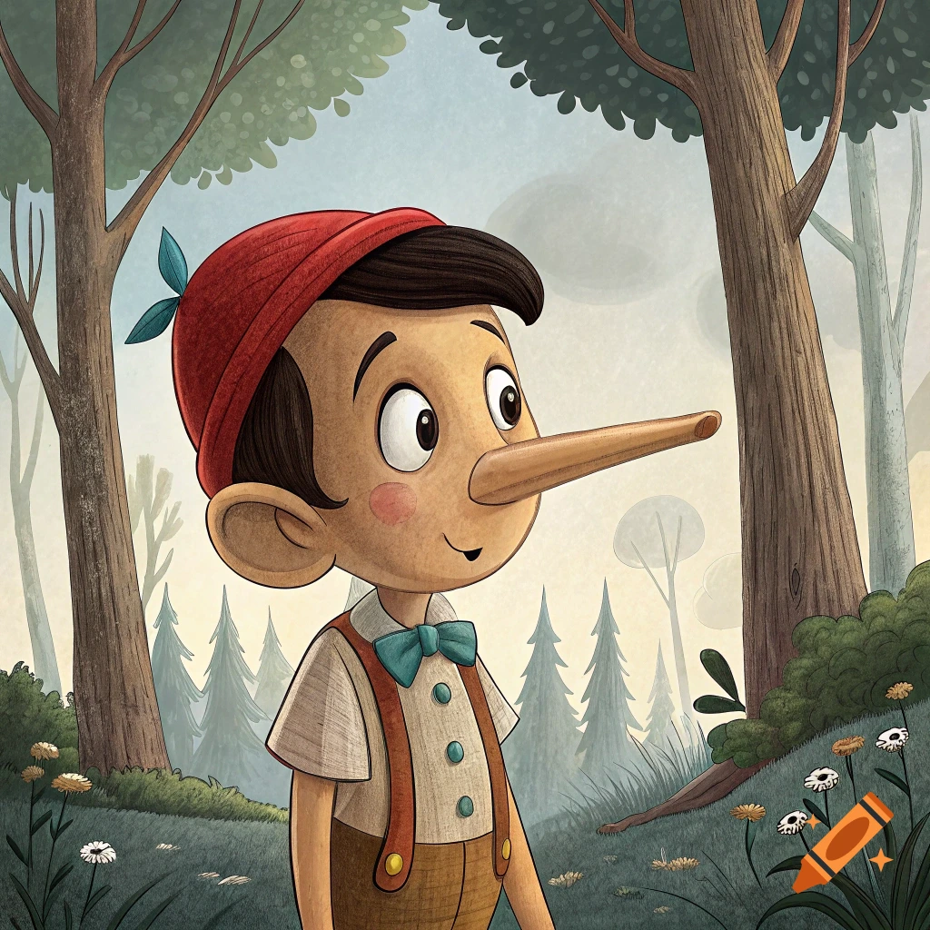 Illustration of a boy and a fox standing in a forest clearing. on Craiyon