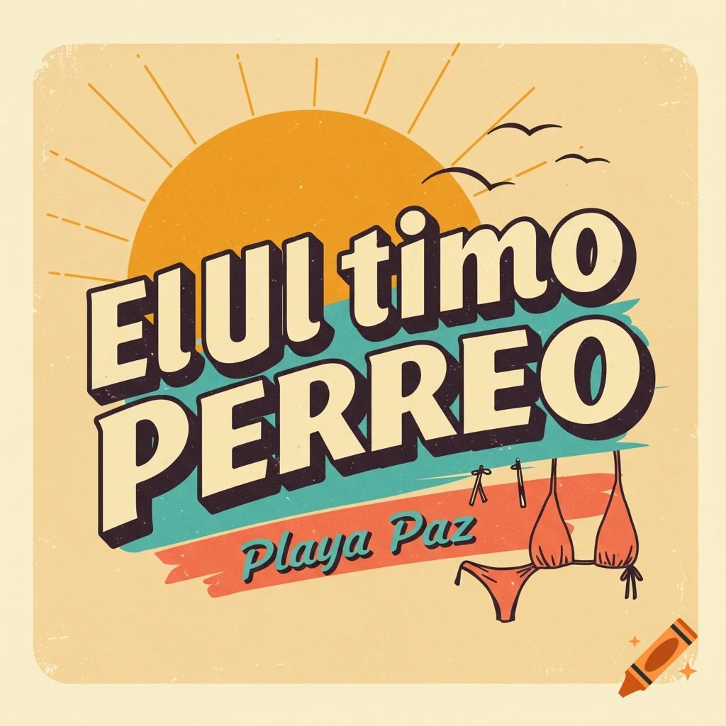 El Ultimo Perreo vintage postcard logo with Miami/Puerto Rico vibes on ...