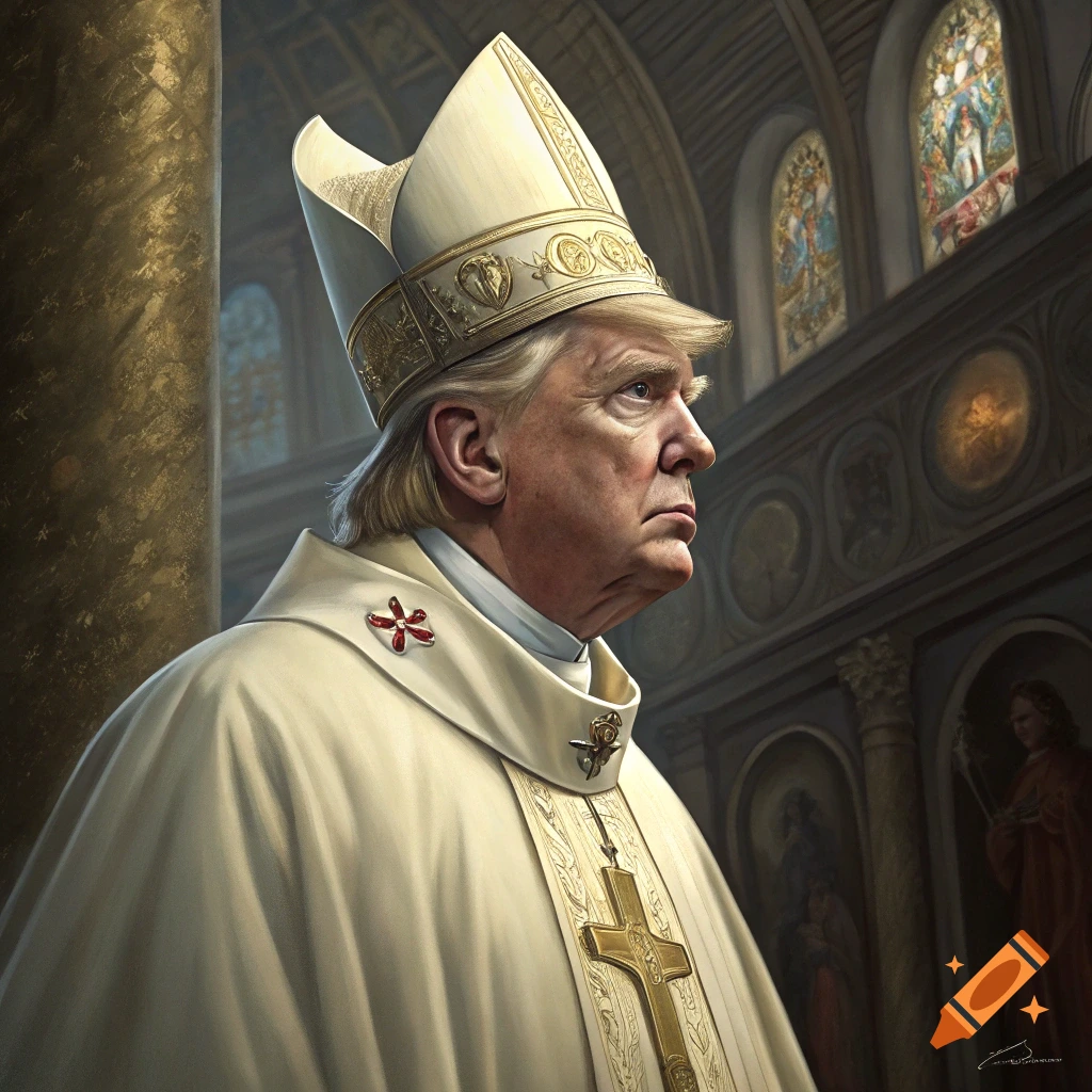 Portrait of a man wearing ornate Pope's regalia, including a golden ...