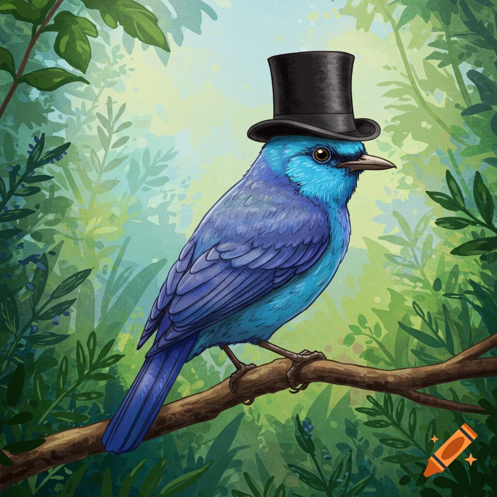 Lino cut print of a brown and blue bird in a red floral border. on Craiyon