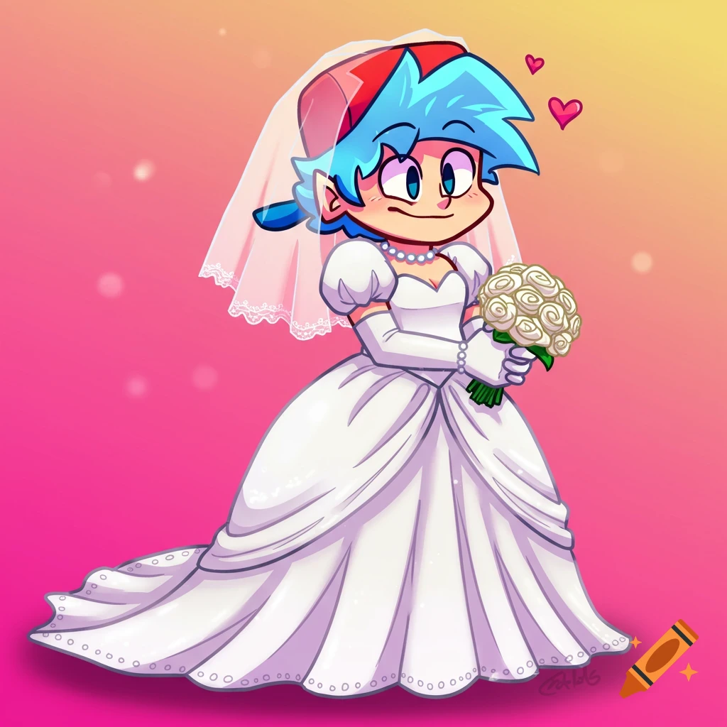FNF BF in a wedding dress on Craiyon
