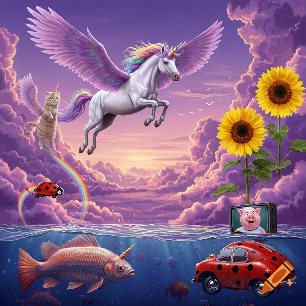 Mythical creatures and mutant omega mart lemon fruit monster in a ...