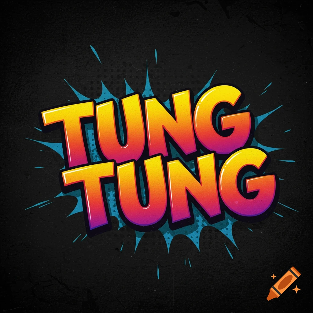 Bold orange text spelling TUNG repeated three times against a colorful ...