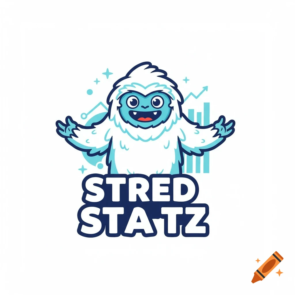 Cartoon yeti logo with chart graphics and the text STRED STATZ on Craiyon