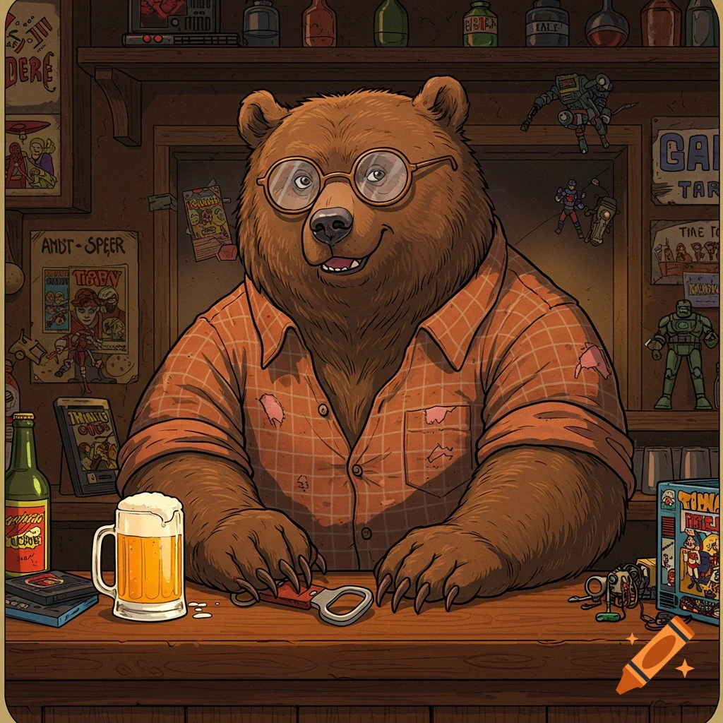 Geek bar bear illustration on Craiyon