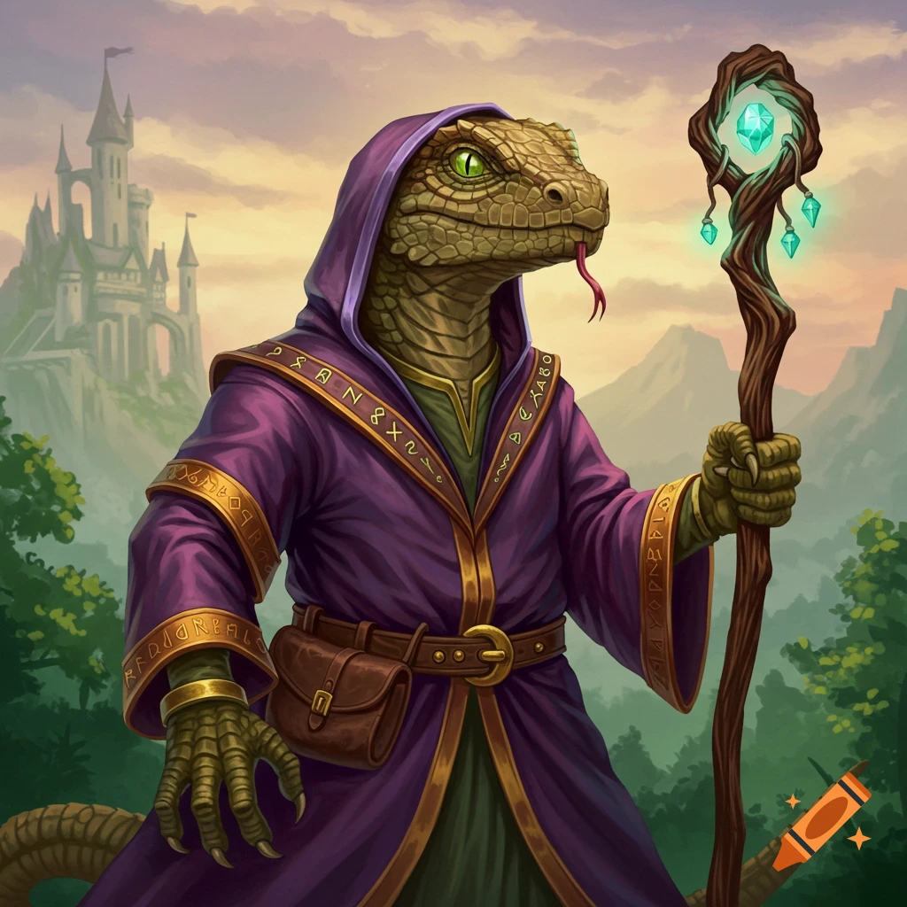 An illustration of an otter dressed as a wizard holding a staff and ...