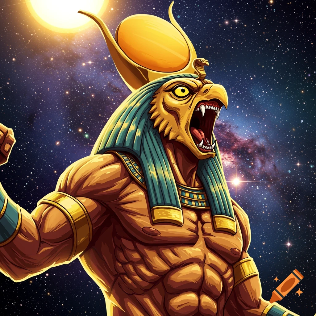 Egyptian god Ra screaming on Craiyon