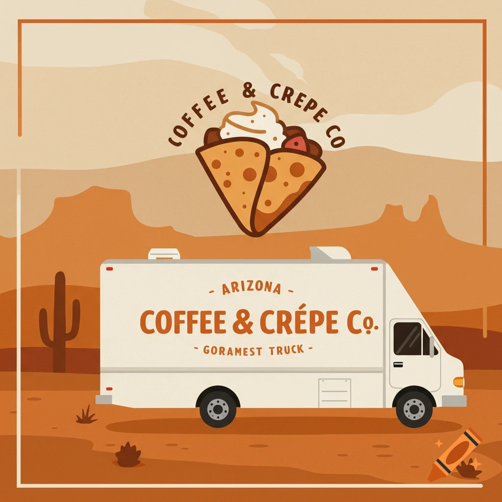 Coffee & Crepe Co. logo for Arizona truck on Craiyon